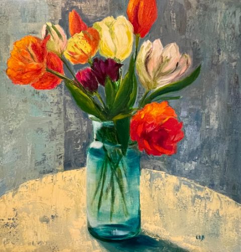 Tulips in Glass Vase Acrylic Still Life Painting – Dippenhall near ...